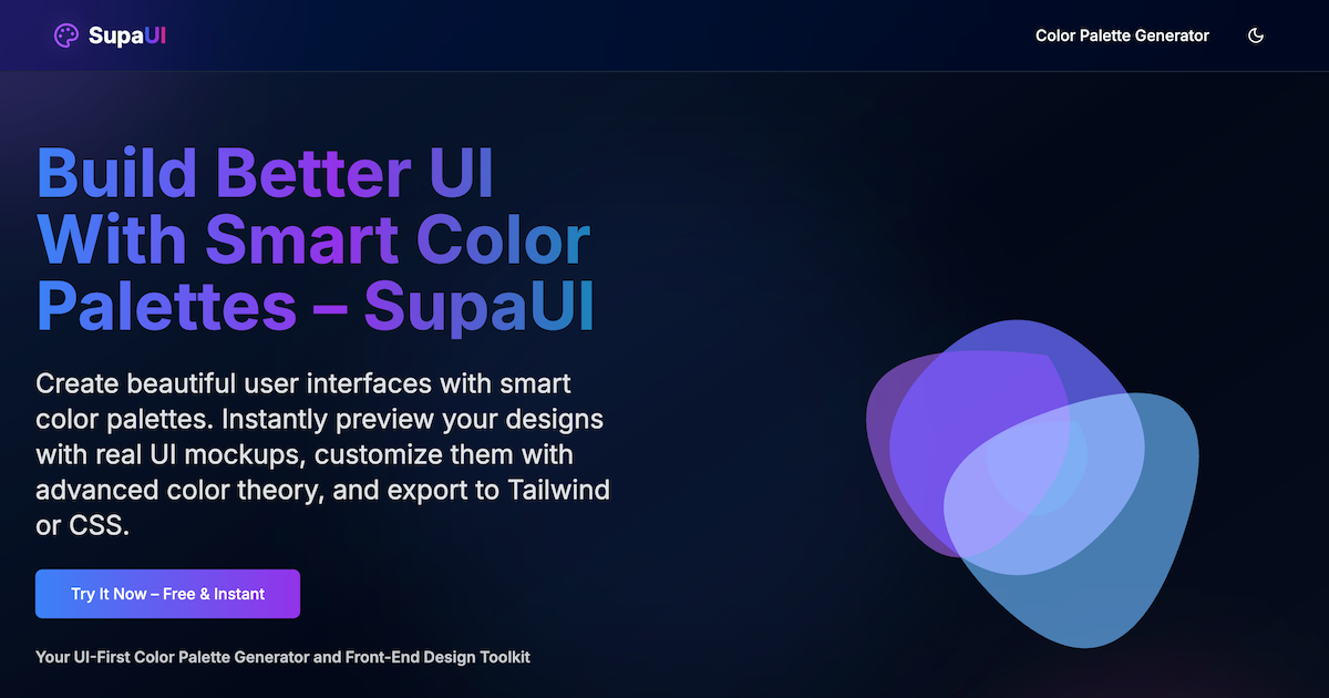 Smart Color Palette Generator With UI Previews – SupaUI